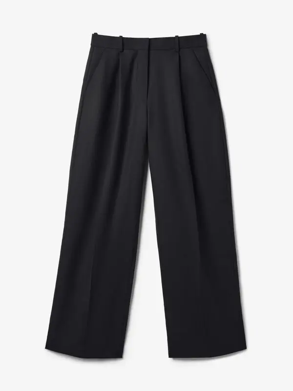 HOUSE OF DAGMAR Relaxed Wool Trousers With Elongated Pleat