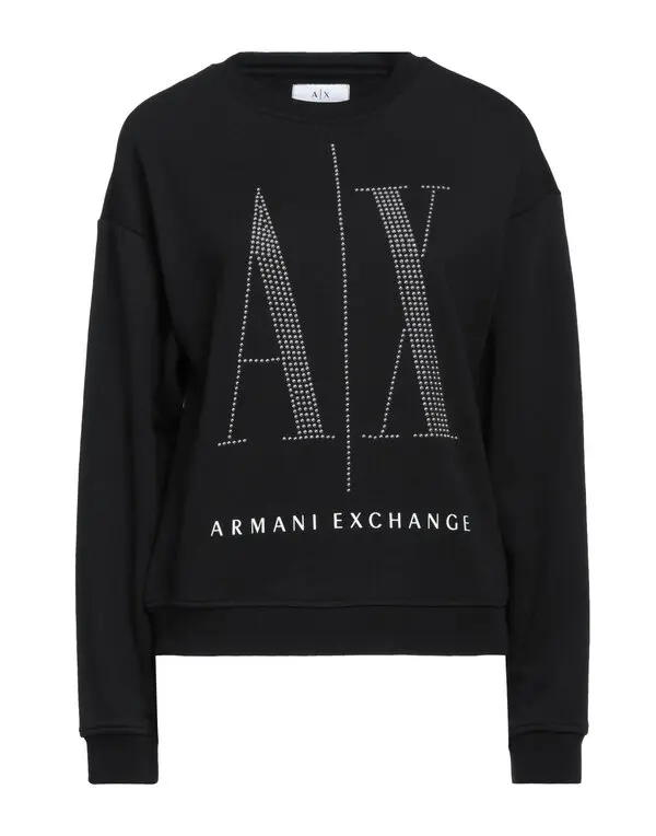 Armani Exchange Cotton-elastane Sweatshirt With Embellished Logo