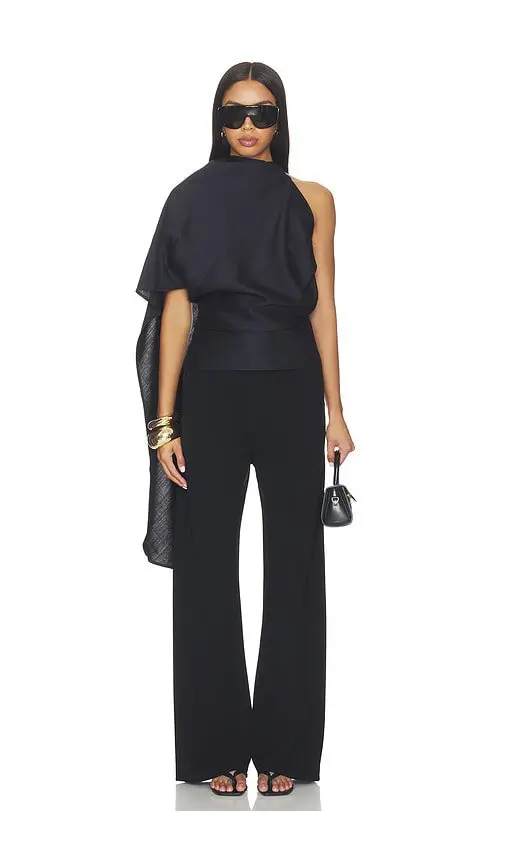 RÓHE Draped Open Back Top In Black - Night