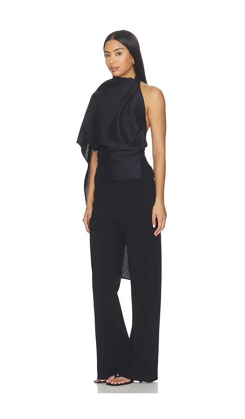 RÓHE Draped Open Back Top In Black
