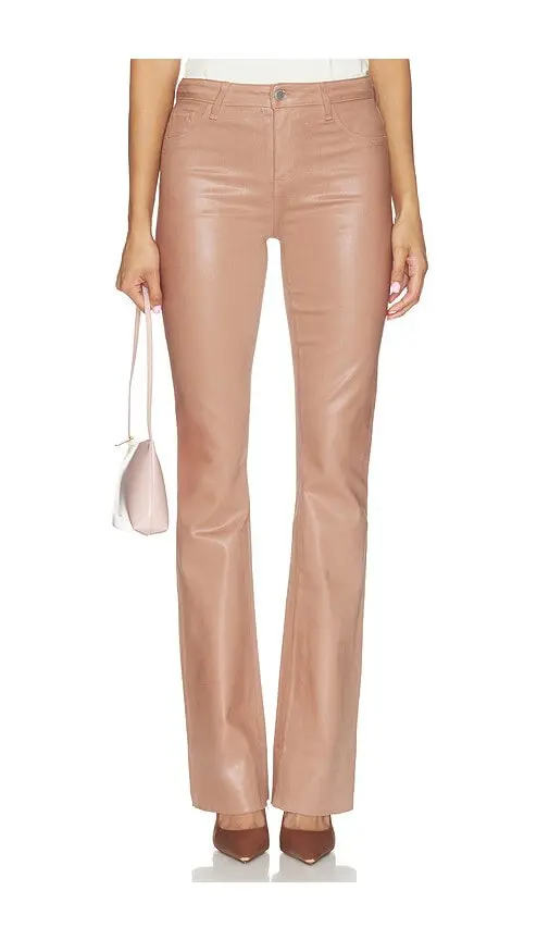 L'Agence Ruth Straight Leg Raw Hem Jeans In Nude - Hazelnut Coated