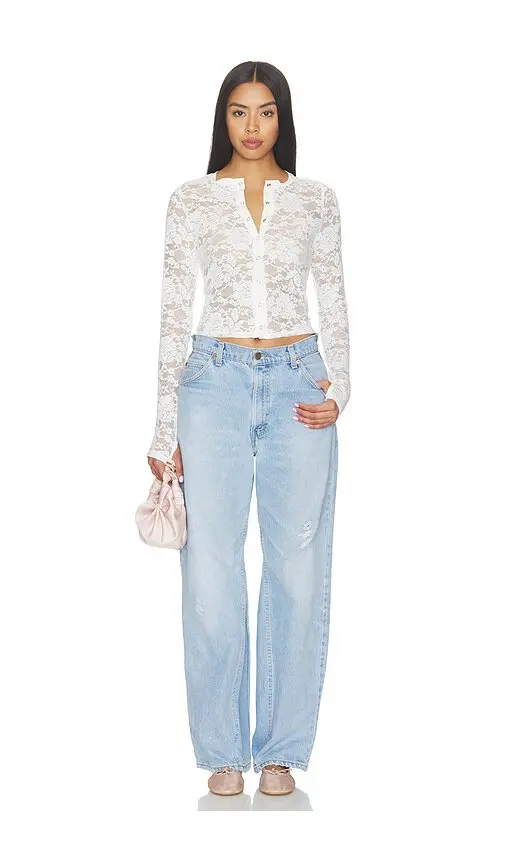 Michael Lauren Long Sleeve Lace Button-up Shirt