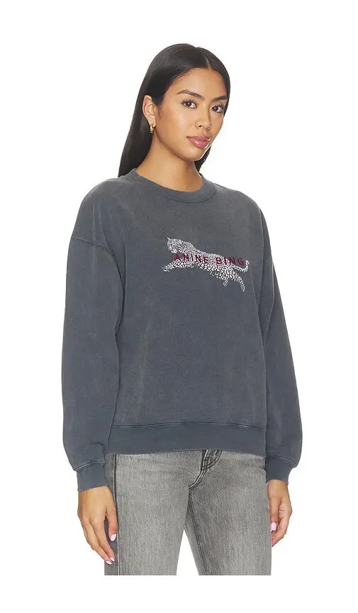ANINE BING Spencer Sweatshirt Leopard In Black