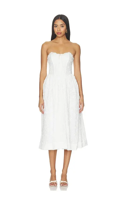 For Love & Lemons Laura Eyelet Midi Dress - White