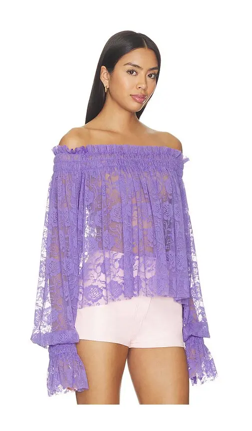 Norma Kamali Long Sleeve Lace Top