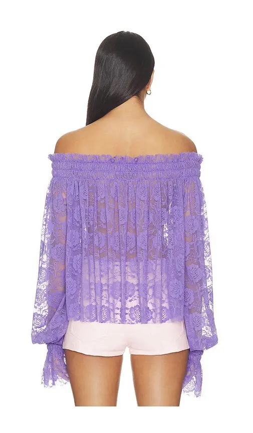 Norma Kamali Long Sleeve Lace Top