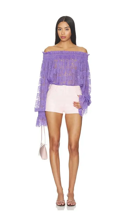 Norma Kamali Long Sleeve Lace Top