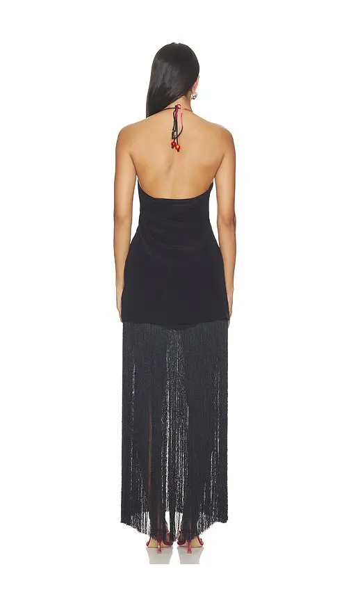 Rococo Sand Ruched Bias Fringed Mini Dress