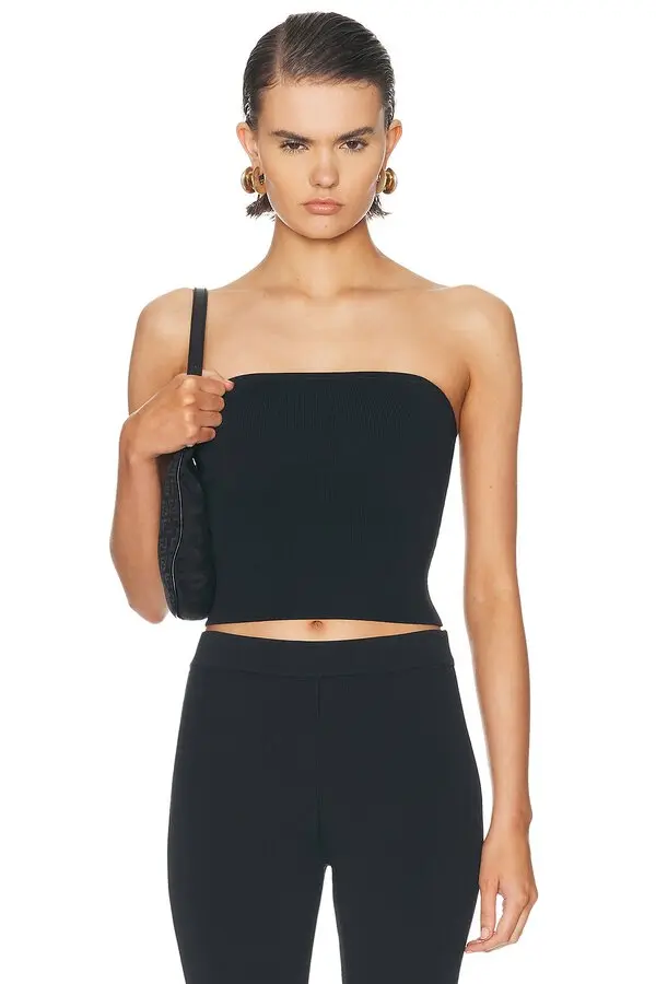 SKIMS Refined Knit Tube Top In Black - Onyx