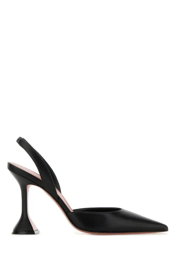 Amina Muaddi Nappa Leather Holli Sling Pumps - Black