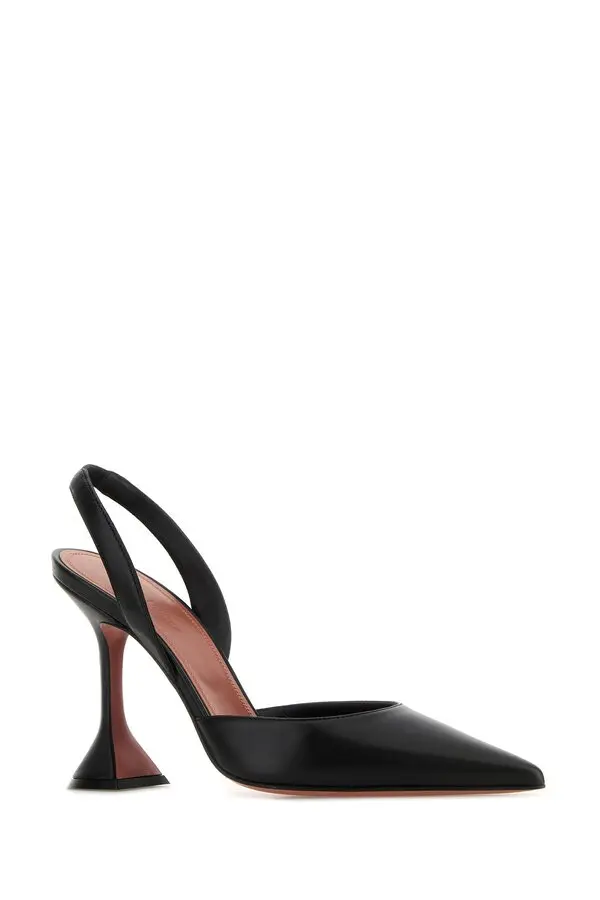 Amina Muaddi Nappa Leather Holli Sling Pumps - Black