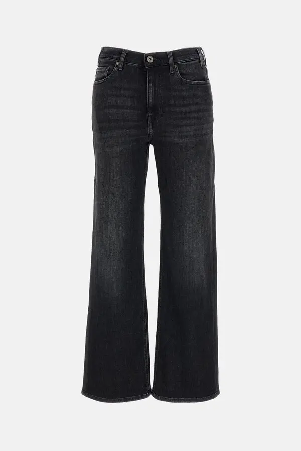 Ag Stretch Denim Wide Leg Jeans - Grigio