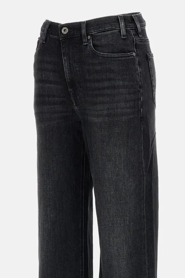 Ag Stretch Denim Wide Leg Jeans - Grigio