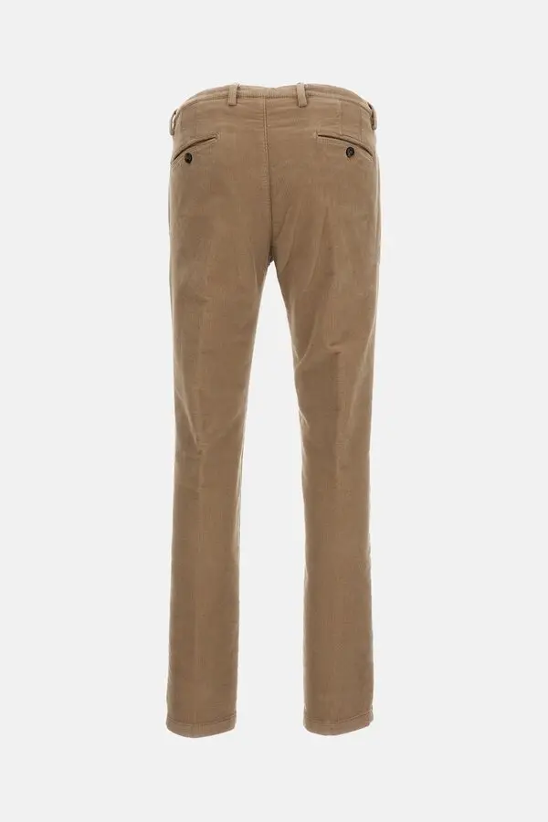BRIGLIA 1949 Stretch Cotton Twill Moleskin Finish Trousers - Beige