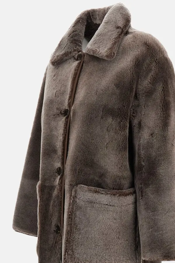ARMA Nicola Reversible Shearling And Nappa Leather Jacket - Marrone