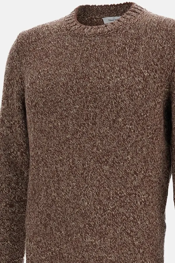 GRAN SASSO Herringbone Crew-neck Wool Sweater