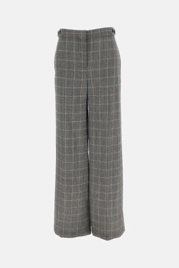 Stella McCartney Plaid Wool Trousers - Grey