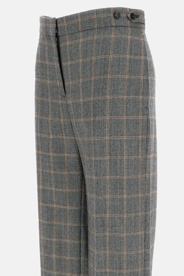 Stella McCartney Plaid Wool Trousers - Grey