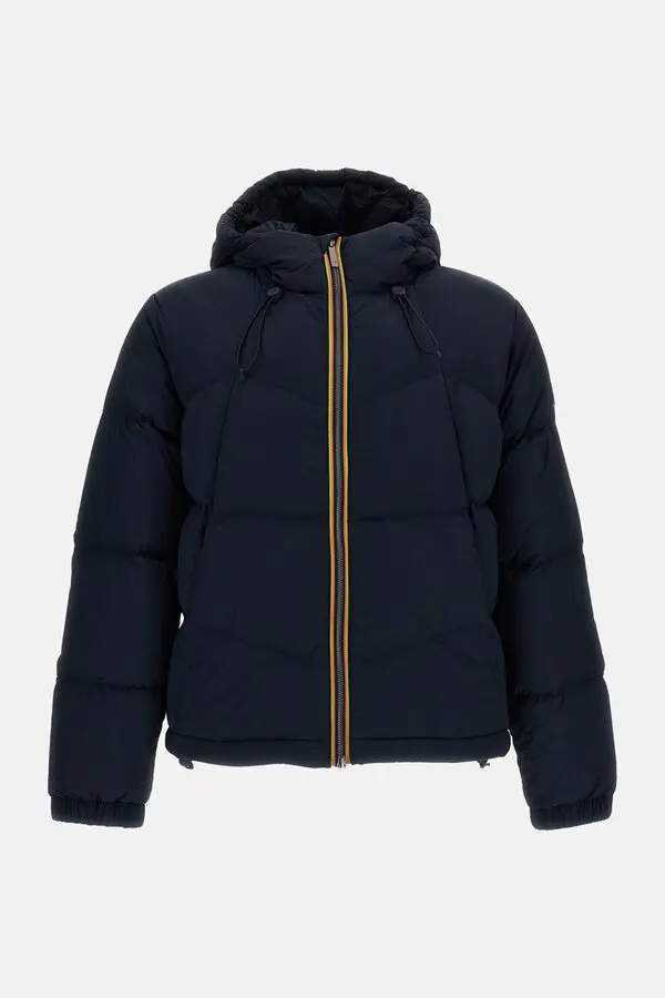 K-WAY Quilted Nylon Jacket With Hood - Blu