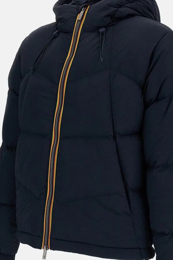 K-WAY Quilted Nylon Jacket With Hood - Blu