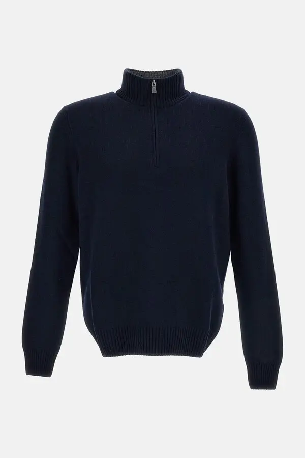 GRAN SASSO Half-zip Turtleneck Sweater - Blu