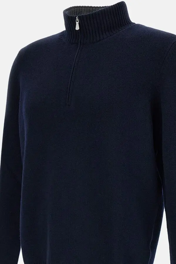 GRAN SASSO Half-zip Turtleneck Sweater - Blu