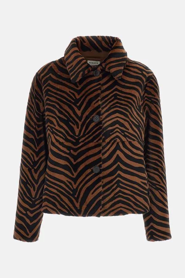 PAROSH Animal Print Leather Jacket - Multicolor