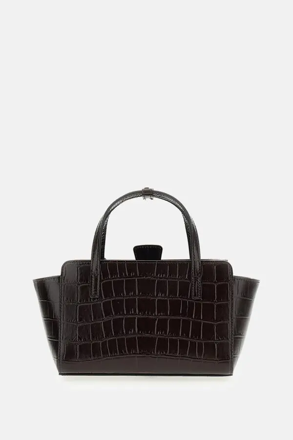 HIDESINS Crocodile-effect Leather Shoulder Bag With Flap - Marrone