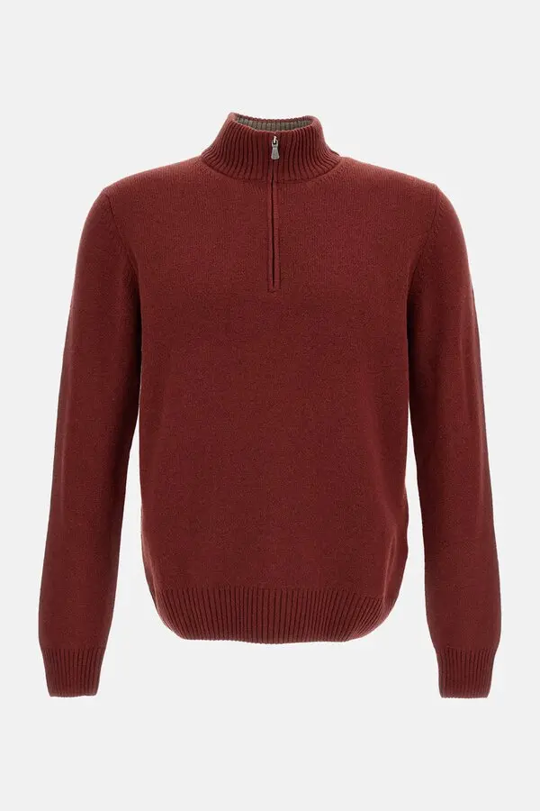 GRAN SASSO Half-zip Wool Blend Sweater - Rosso
