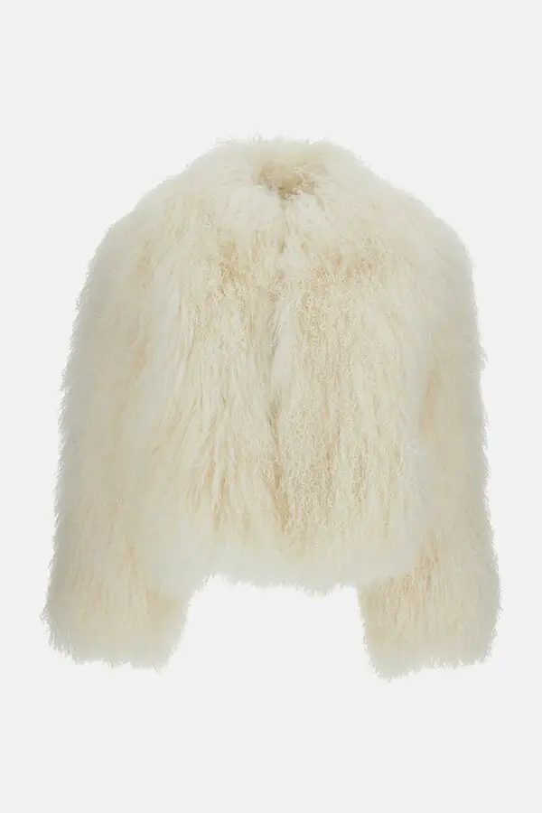 MARTHA LOUIS Mongolian Fur Coat - Bianco