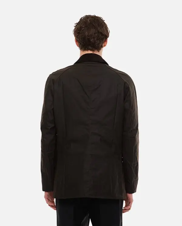 Barbour Ashbay Wax Jacket With Ribbed Velvet Collar - Verde