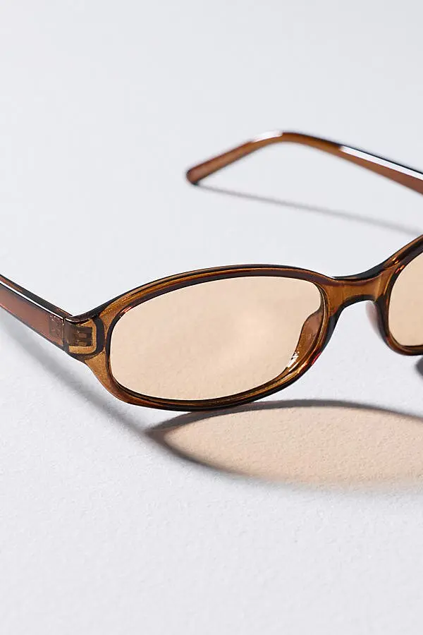 I-SEA Slim Rectangle Sporty Wrapped Sunglasses - Brown Tortoise