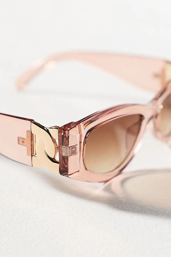 I-SEA Rectangle Jelly Translucent Sunglasses - Clear Rose