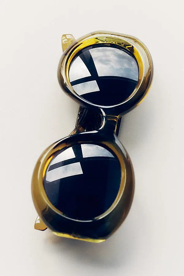 I-SEA Oval Floral Engraved Sunglasses - Moss