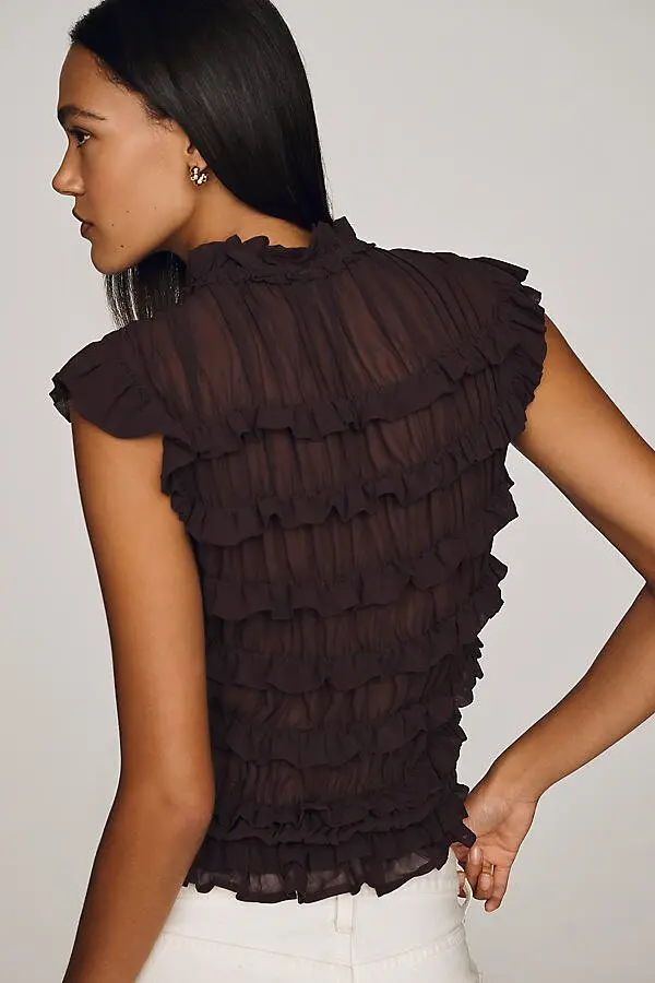 Anthropologie Layered Ruffle Top - Ganache