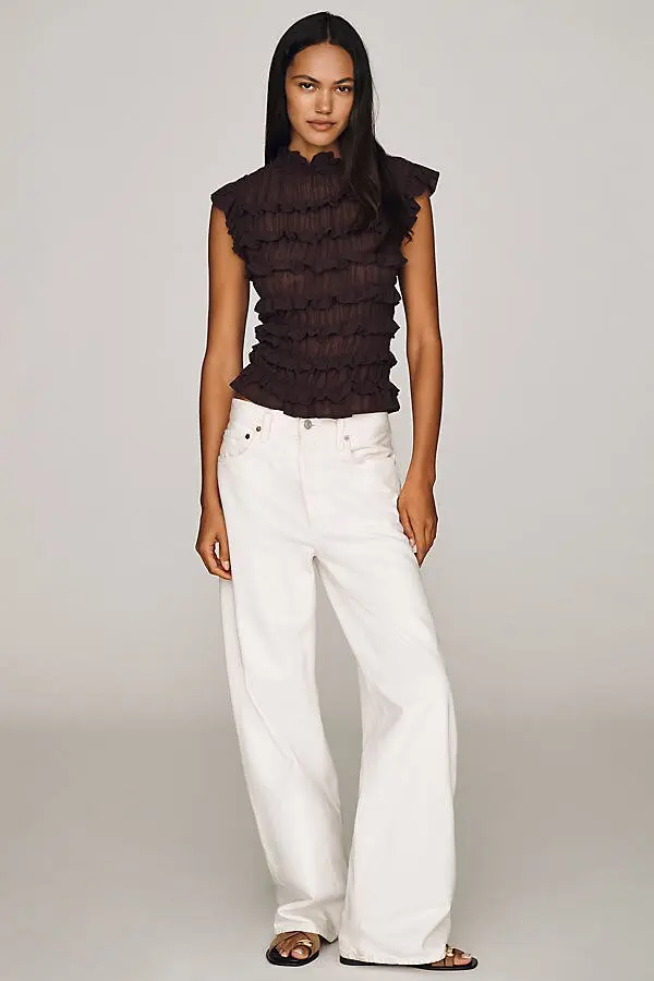 Anthropologie Layered Ruffle Top - Ganache