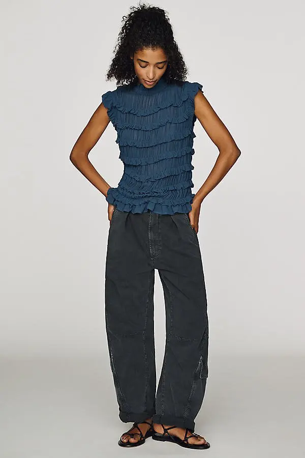 Anthropologie Layered Ruffle Top - Stargazer