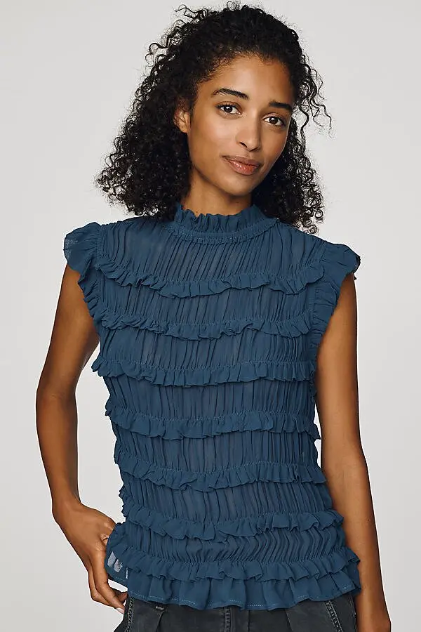 Anthropologie Layered Ruffle Top - Stargazer