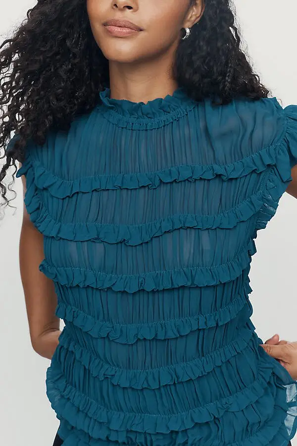Anthropologie Layered Ruffle Top - Stargazer