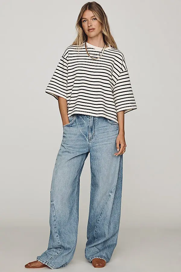 PILCRO High-rise Twisted Barrel-leg Jeans - Light Denim