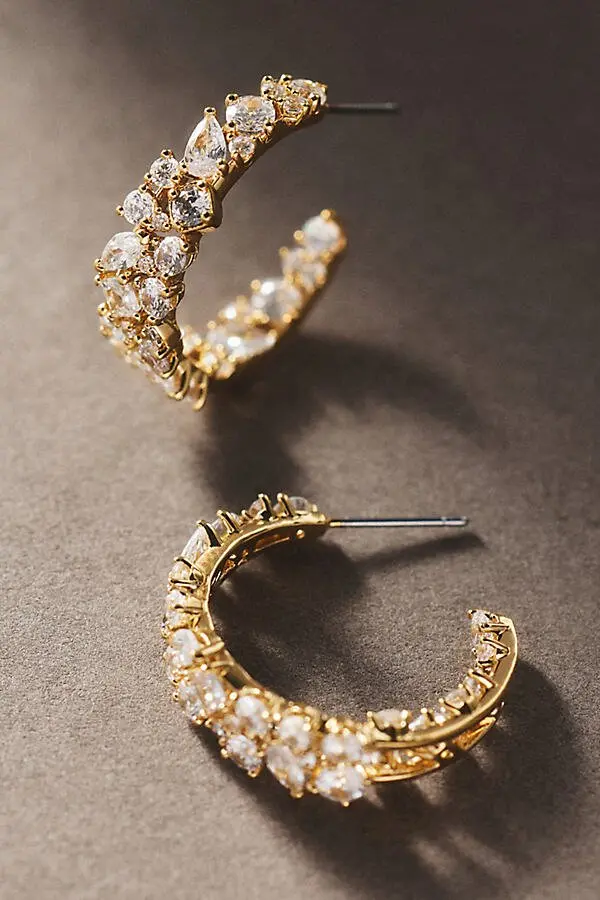 Nadri Runway Cluster Hoop Earrgs