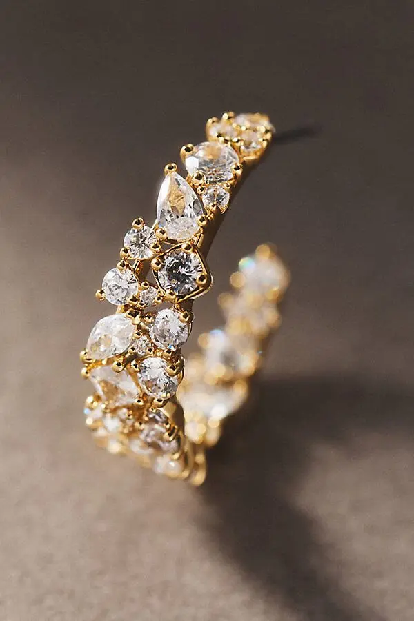 Nadri Runway Cluster Hoop Earrgs