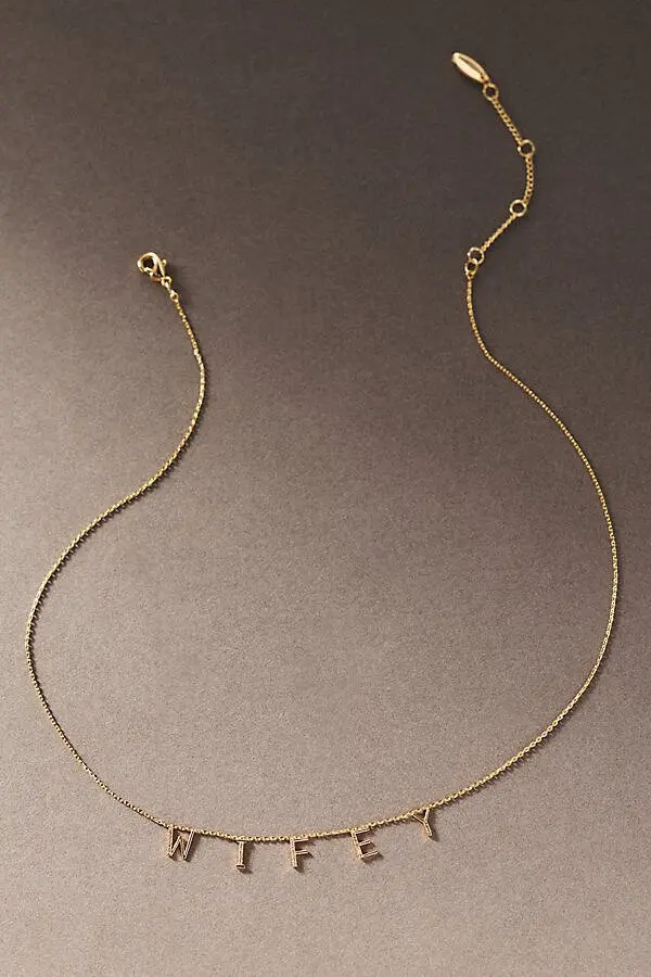 Anthropologie Blocked Wifey Necklace - Gold