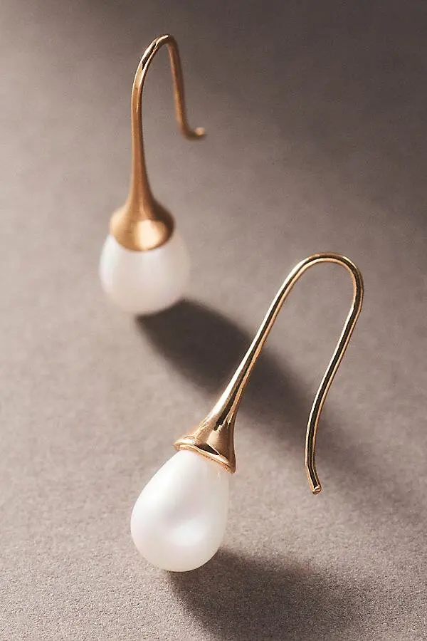 Anthropologie Pearl Drop Earrgs - Gold
