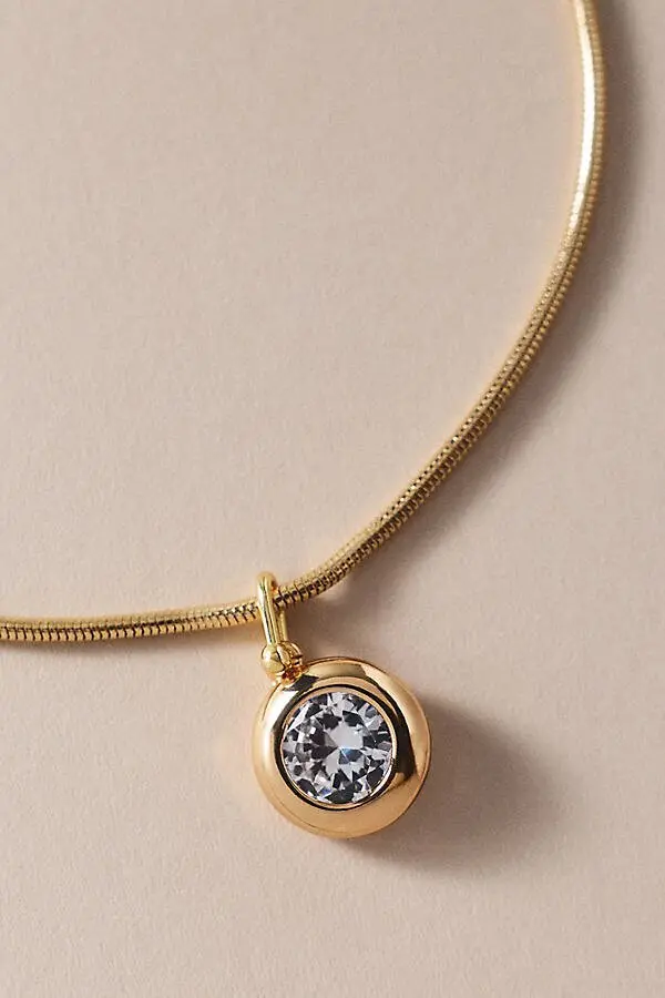 Anthropologie Crystal Bezel Pendant Necklace