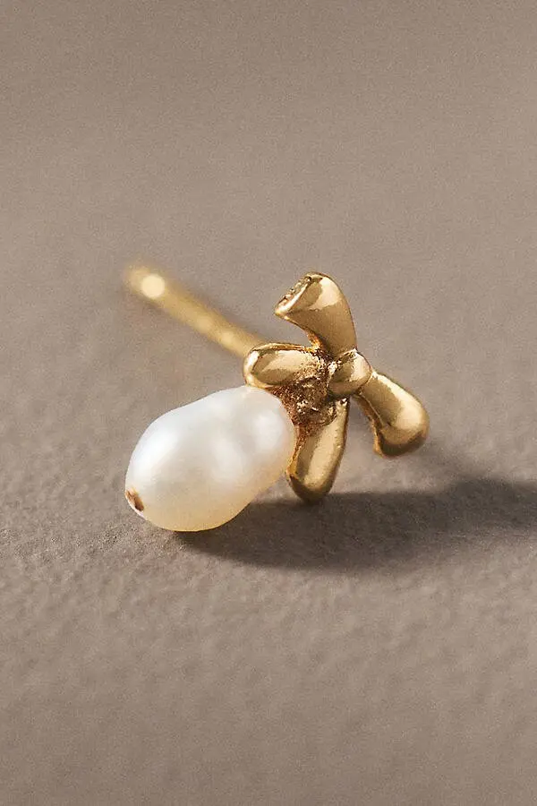 Anthropologie Dainty Pearl Bow Earrings