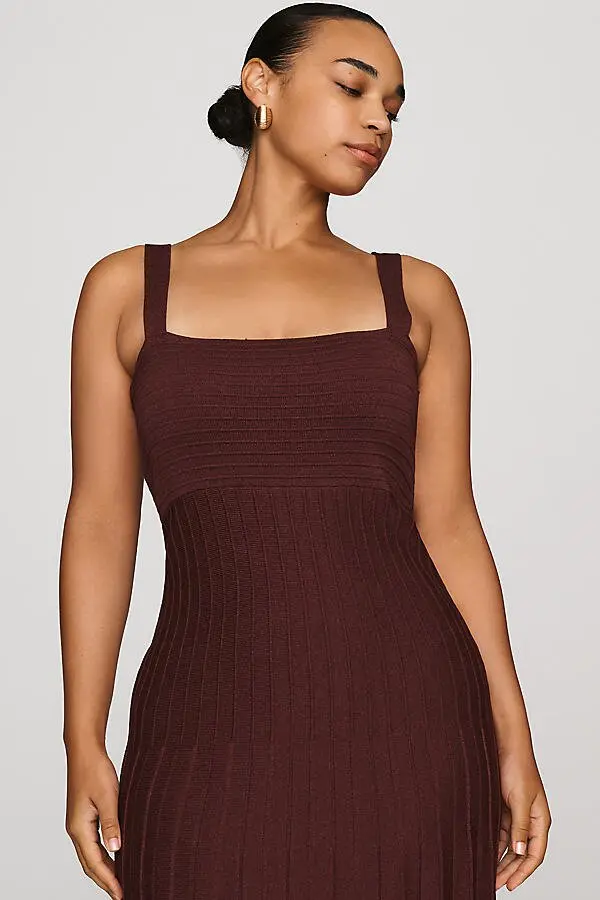 Maeve Pleated Midi Sweater Dress - Plum