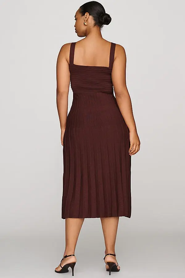 Maeve Pleated Midi Sweater Dress - Plum