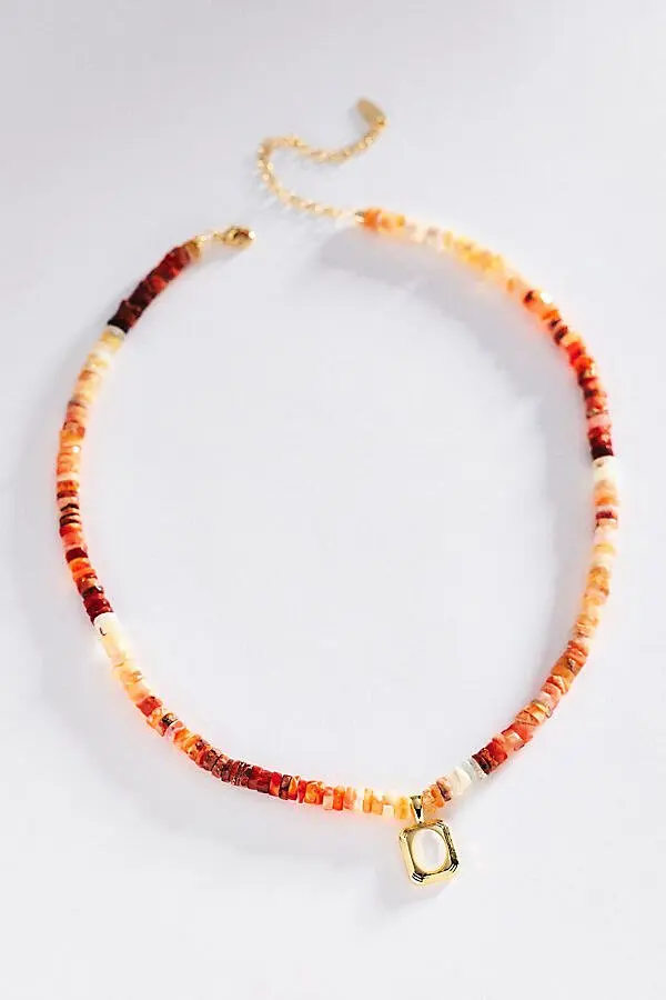 Anthropologie Demi-fe Beaded Crystal Necklace - Red Pattern