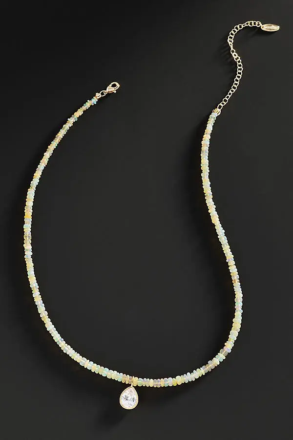 Anthropologie Demi-fe Beaded Crystal Necklace - Yellow